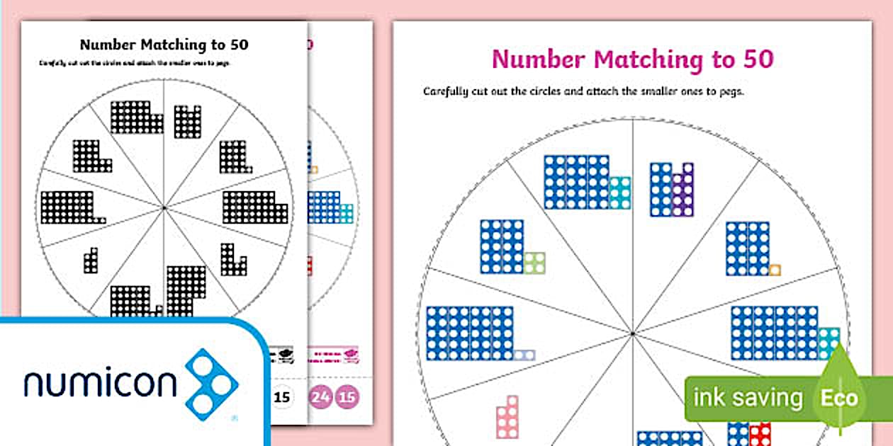 Numicon Shapes to 50 Matching Pegs Maths Activity - Twinkl